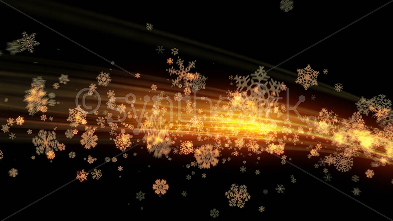 Gold Snowflakes Light Streaks | Stock Video by Synthetick